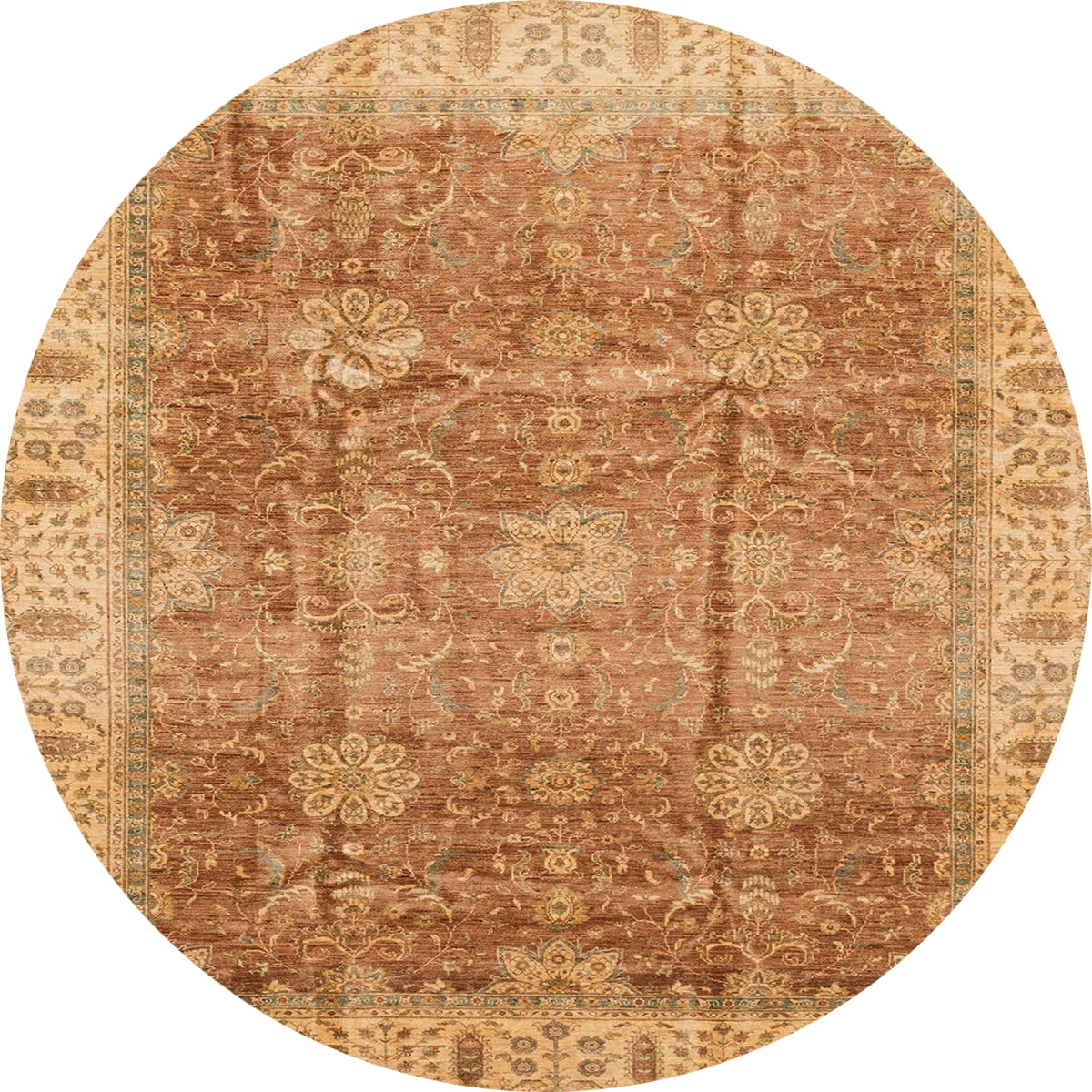 Ahgly Company Machine Washable Indoor Round Abstract Orange Area Rugs ...