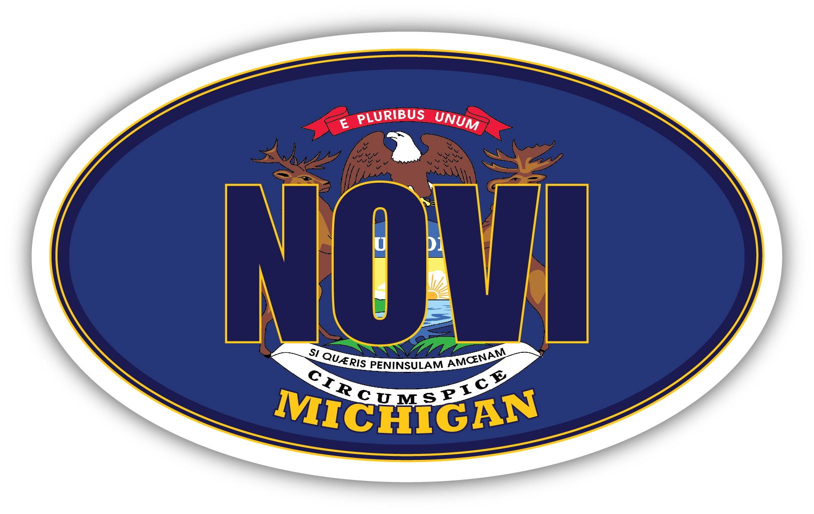 Novi City Michigan State Flag | MI Flag Oakland County Oval State ...