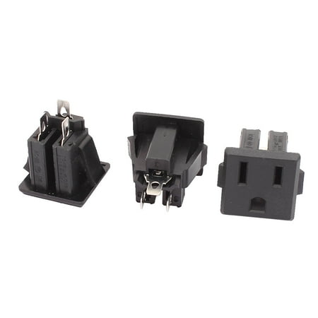 AC 15A 125V US Plug Panel Mount US Outlet Power Socket Black 3 Pcs ...