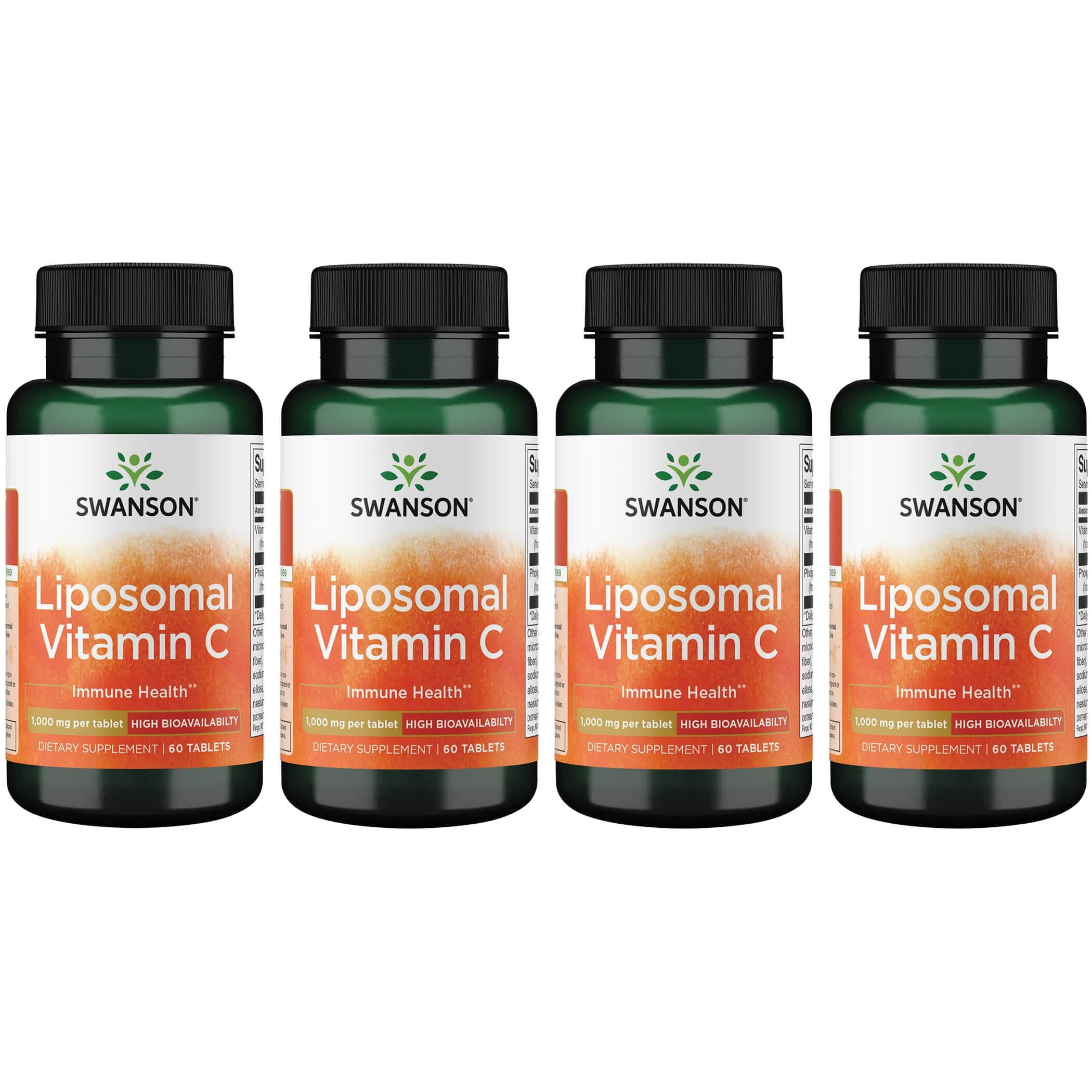 Swanson Liposomal Vitamin C - High Bioavailability 1,000 mg 60 Tabs 4 Pack - Walmart.com