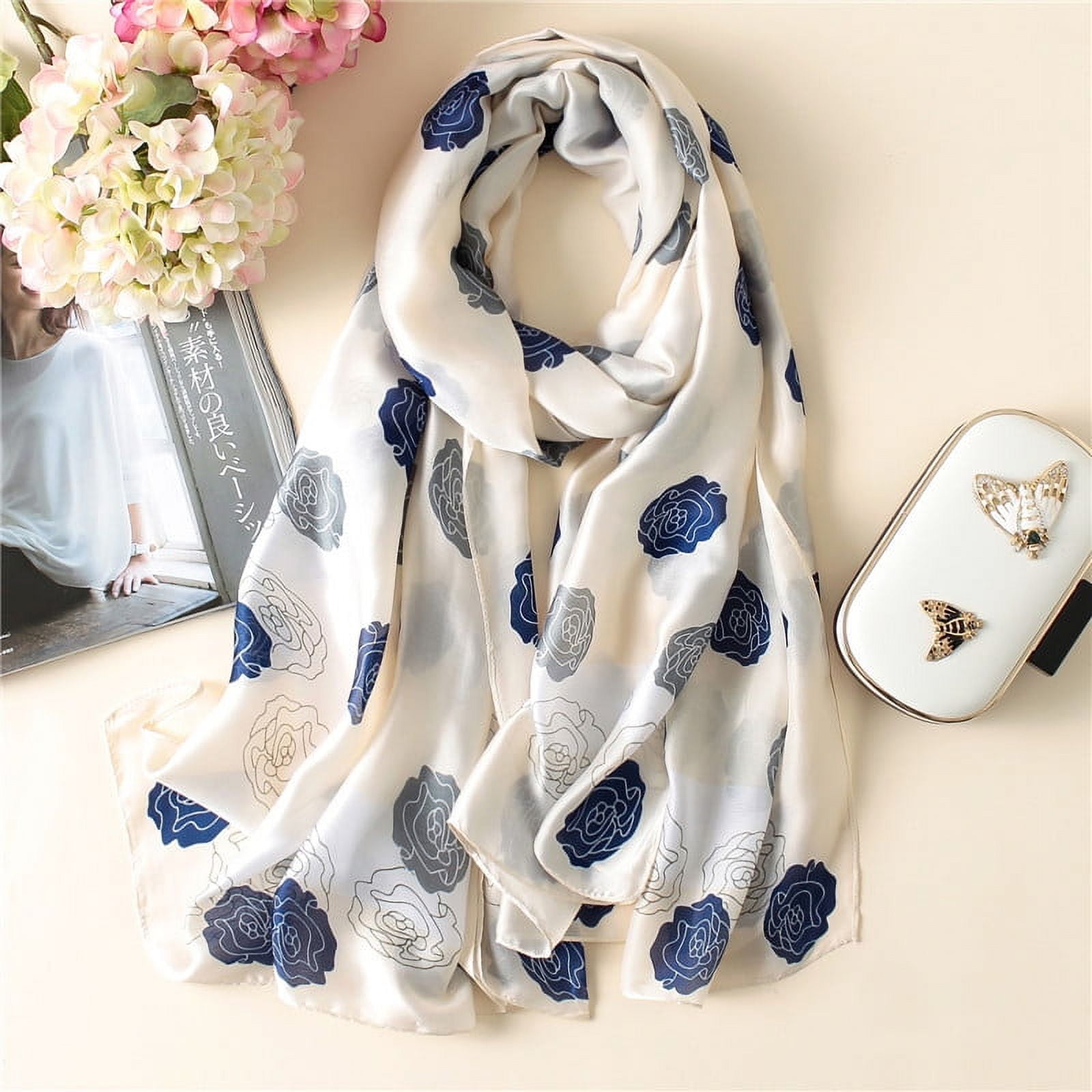 Silk Scarf Mulberry Silk Fashion Scarves Long Lightweight Shawl Wrap ...