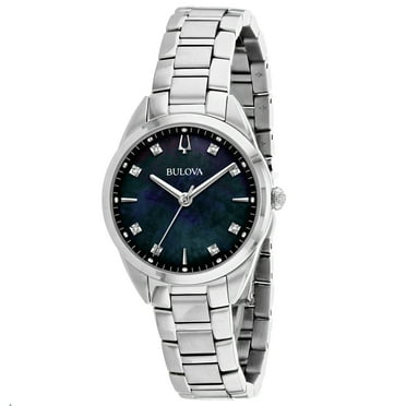 Bulova Women's Classic Crystal Black Stainless Steel Watch 98L252 ...