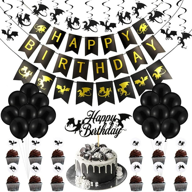51 Pieces Dragon Themed Party Decoration Set, Dragon Birthday Banner ...