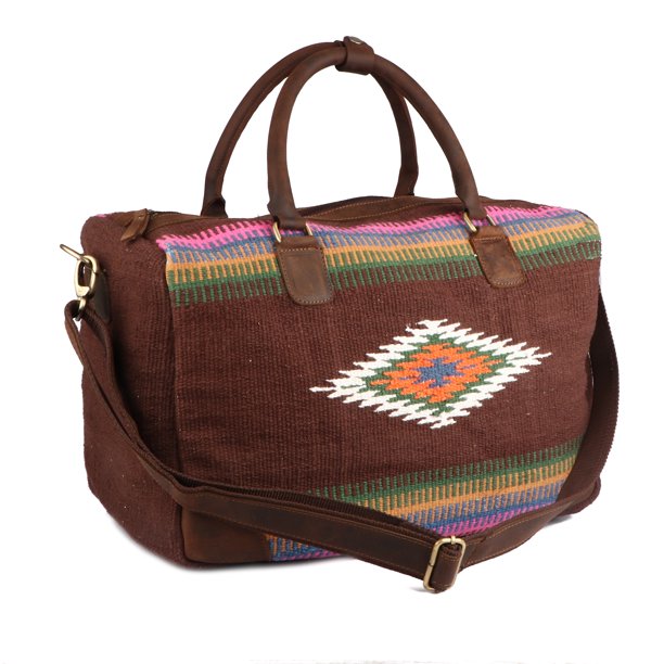 Handwoven Wool Weekender Duffel Travel Bag Brown 103BT04 - Walmart.com