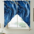 Abstract Marble Texture Swag Curtain Valance for Window 2 Panels Blue ...