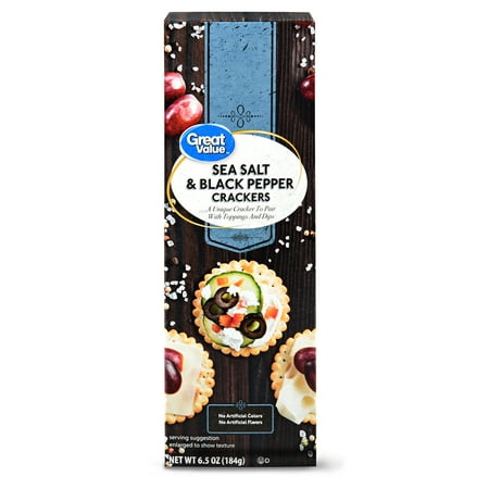 Great Value Sea Salt & Black Pepper Crackers, 6.5 Oz. - Walmart.com