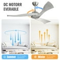 52 Inch Ceiling Fan Without Light 6 Wind Speed Timing Function 3 Solid ...