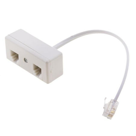 2- Way RJ11 US Telephone Plug Outlet Connector to RJ11 Socket Wall ...