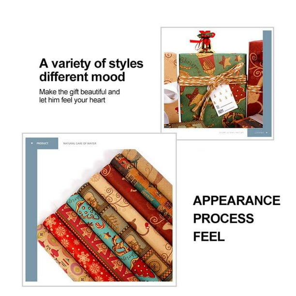 pitrice 10 Sheets Christmas Wrapping Paper Universal DIY Gift Pack Prop ...