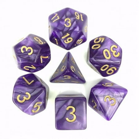 Purple Pearlized Dice With Gold Number Rpg Set 7 Die | Walmart Canada