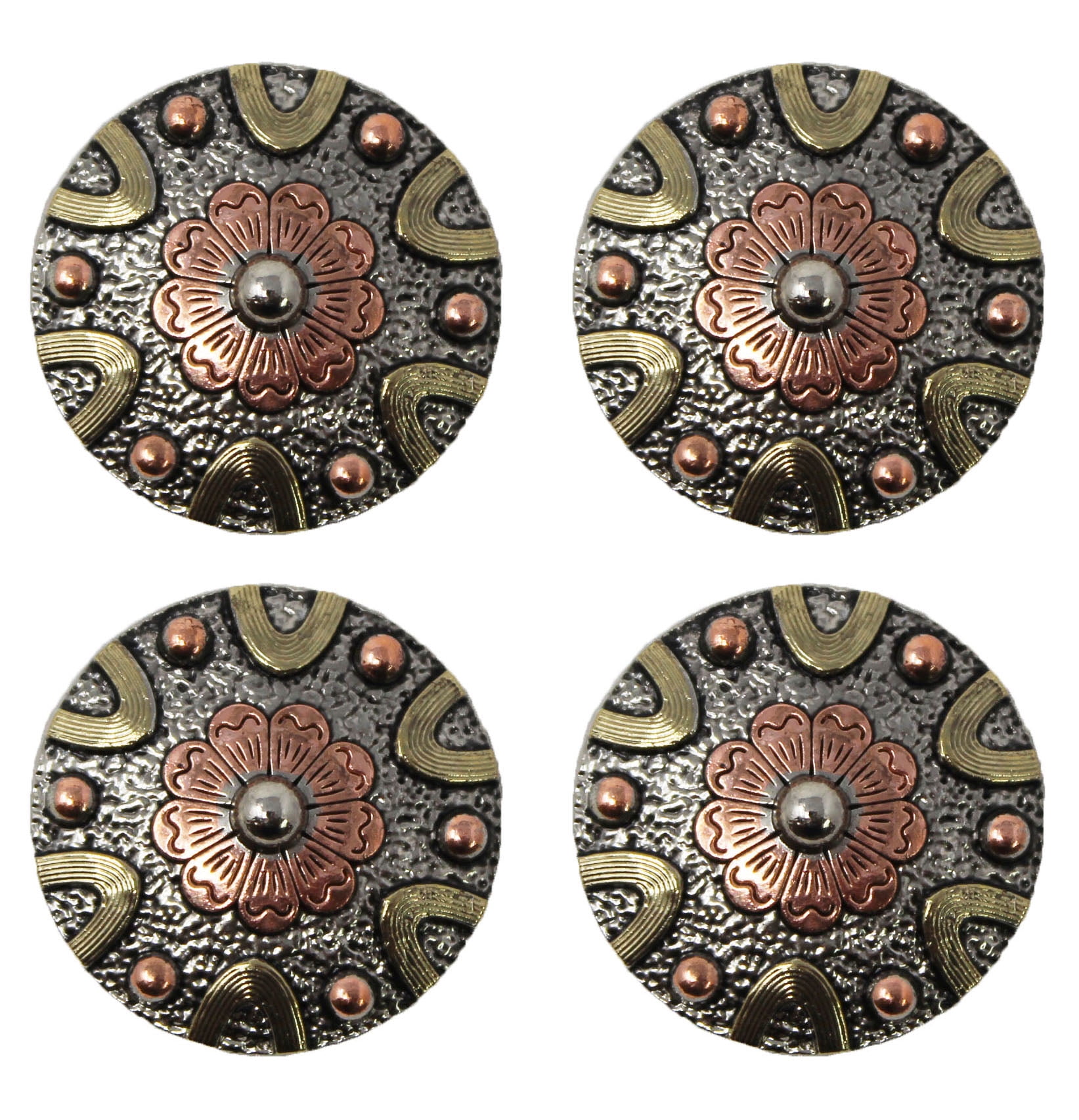 Set of 4 Conchos Western Saddle Tack Copper Flower Co543 - Walmart.com