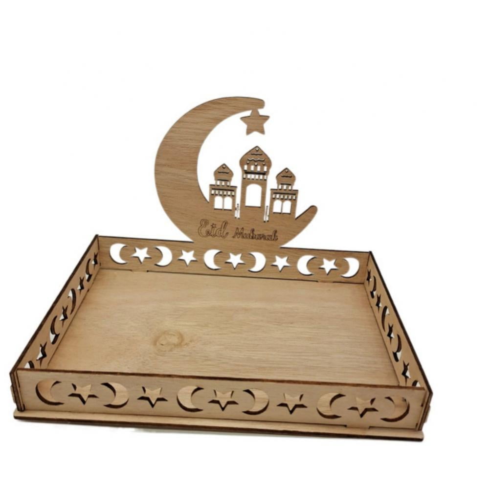 Crazy Night Wooden Crescent Moon & Star Eid Ramadan Food Tray Muslim ...