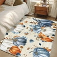 Fall Blue Pumpkin 3'x5' Washable Rug, Thanksgiving Autumn Daisy Beige ...