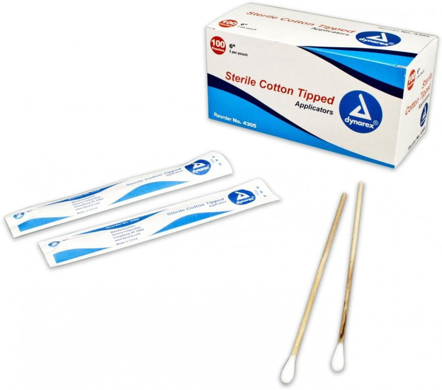 Dynarex Sterile Cotton Tipped Applicator 6 Inches 200 Count Walmart