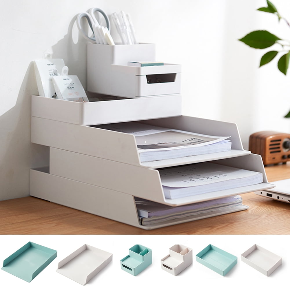 Plastic Storage Cabinet, Stackable Desk Storage Box for Makeup Office ...