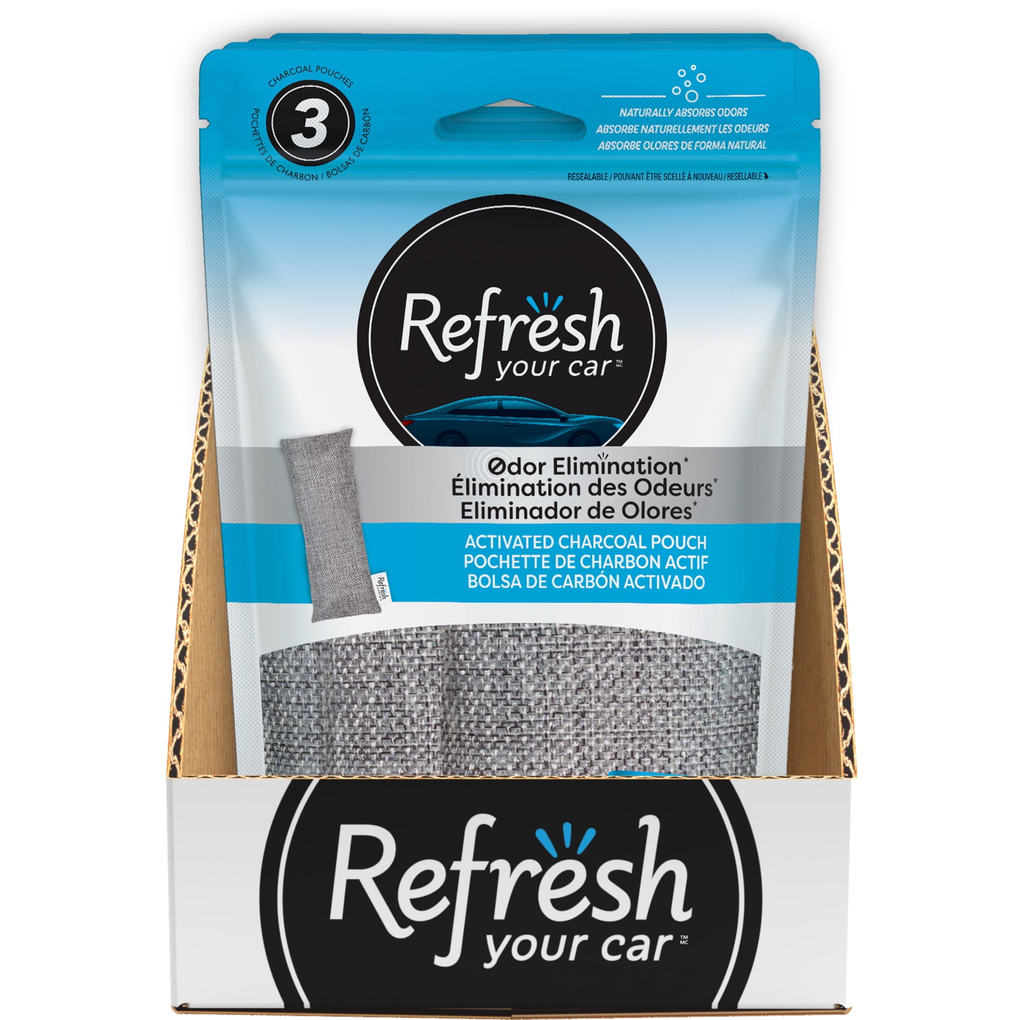 Refresh Your Car Charcoal Bag Air Freshener 3 Count