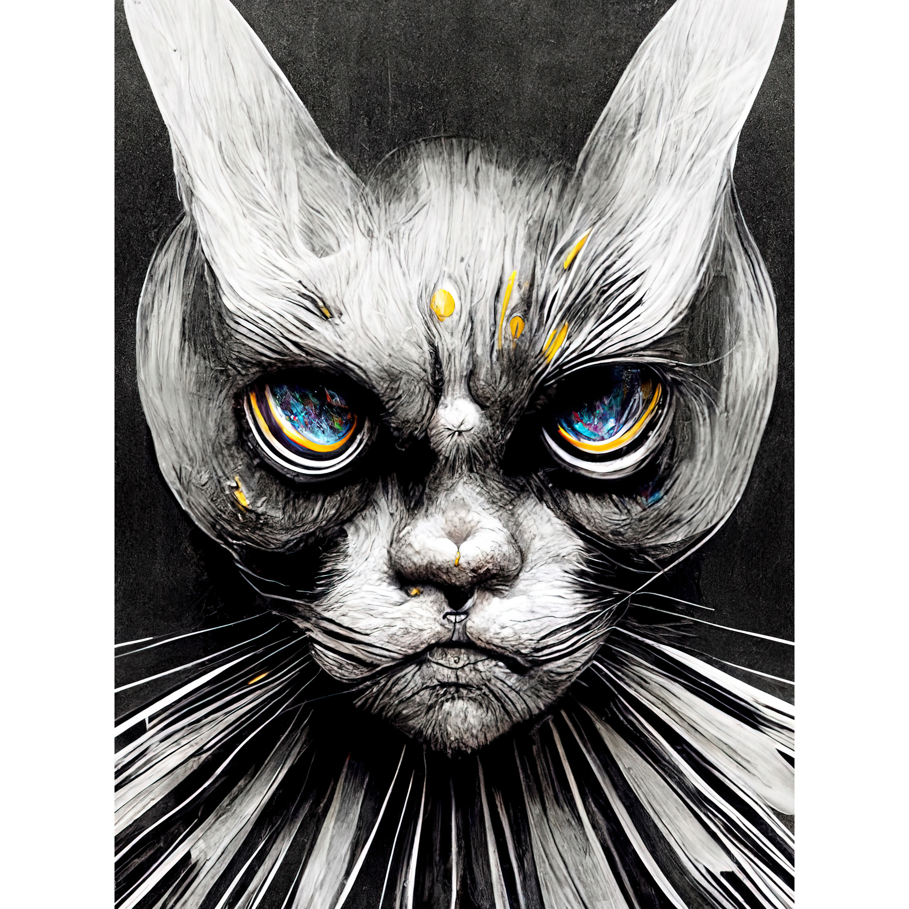 The Sultan Of Cat Land Fantasy Gothic Cat Portrait Unframed Wall Art ...