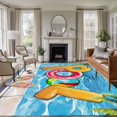 Blue Summer Pool Washable Rug 5x7 Area Rug for Living Room Bedroom Non ...