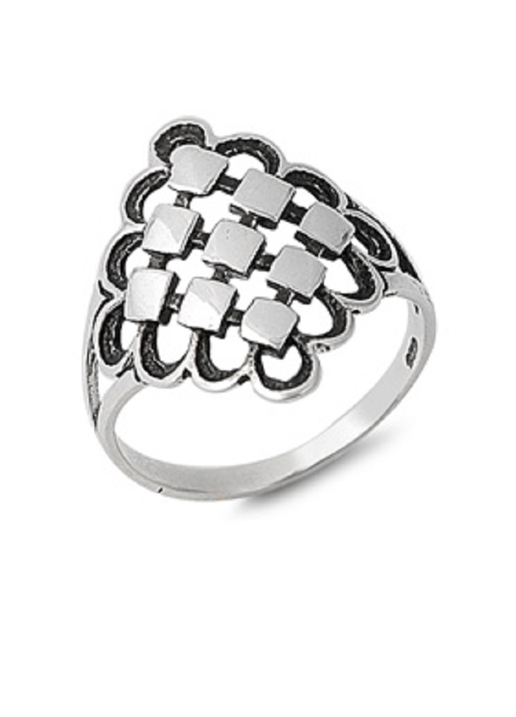 925 Sterling Silver Paragon Shape Construct Ring Size 5 - Walmart.com