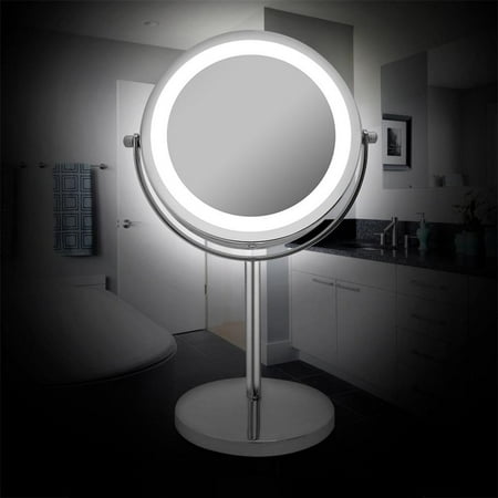 Double Sided Lighted Mirror Magnifying Vanity Mirror 7 Inch LED Makeup ...