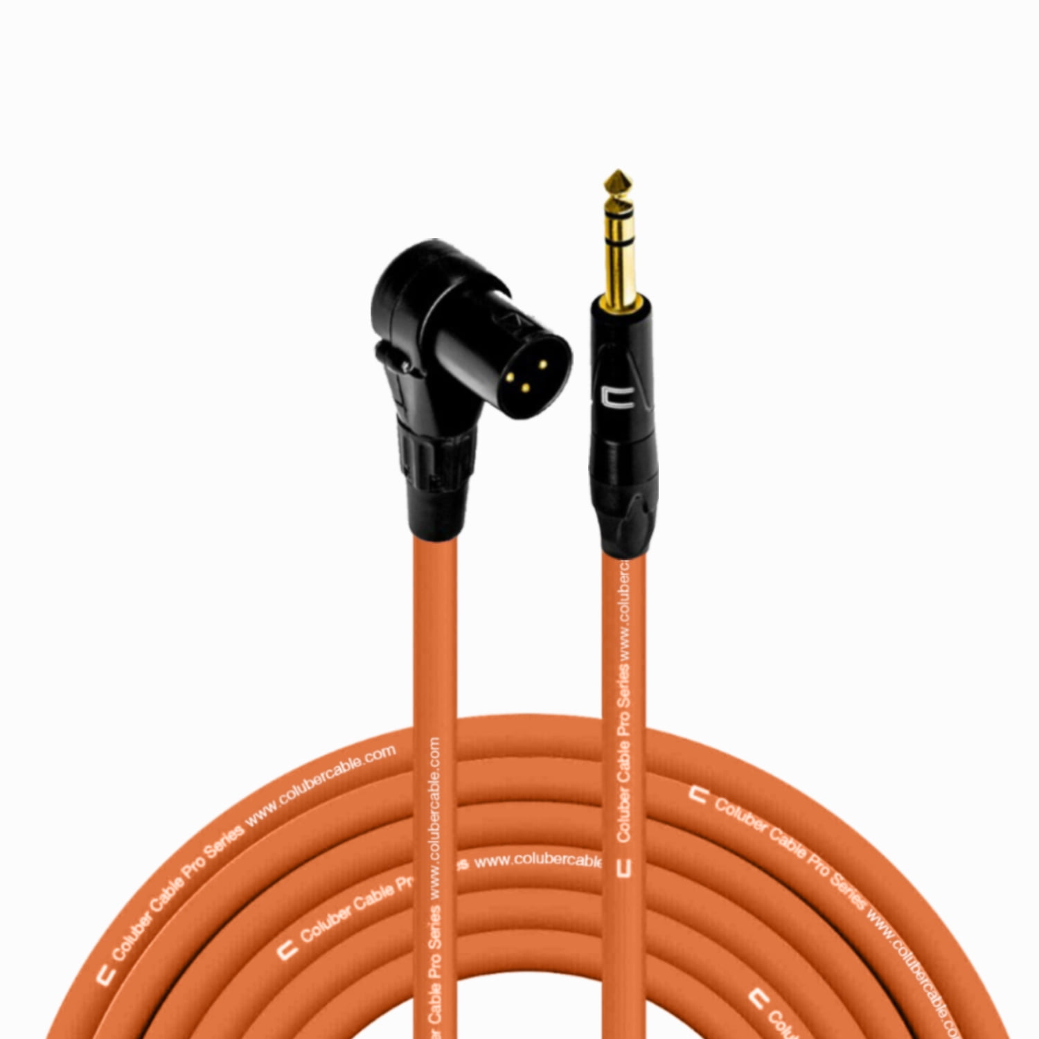 Right Angle XLR Male to 1/4" TRS Male - 35 Feet - Orange - Pro 3-Pin ...