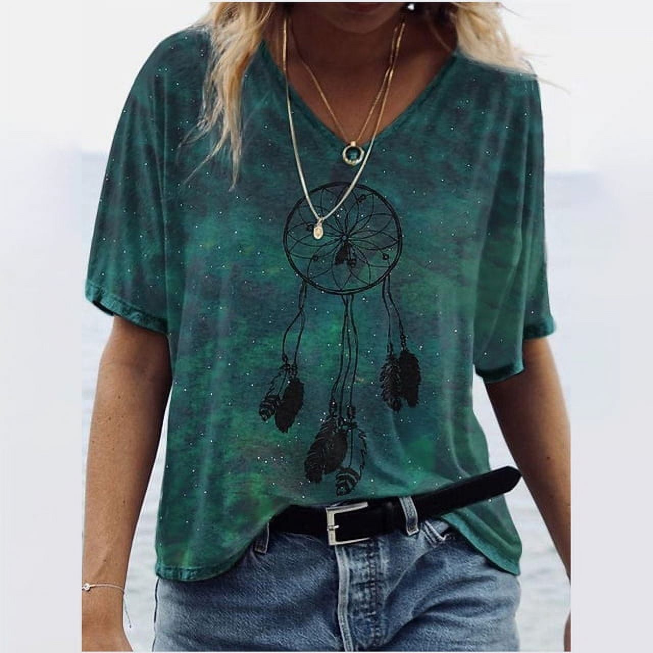 Click here for Junwell Women‘s T-Shirts Summer Gradient Graphics... prices