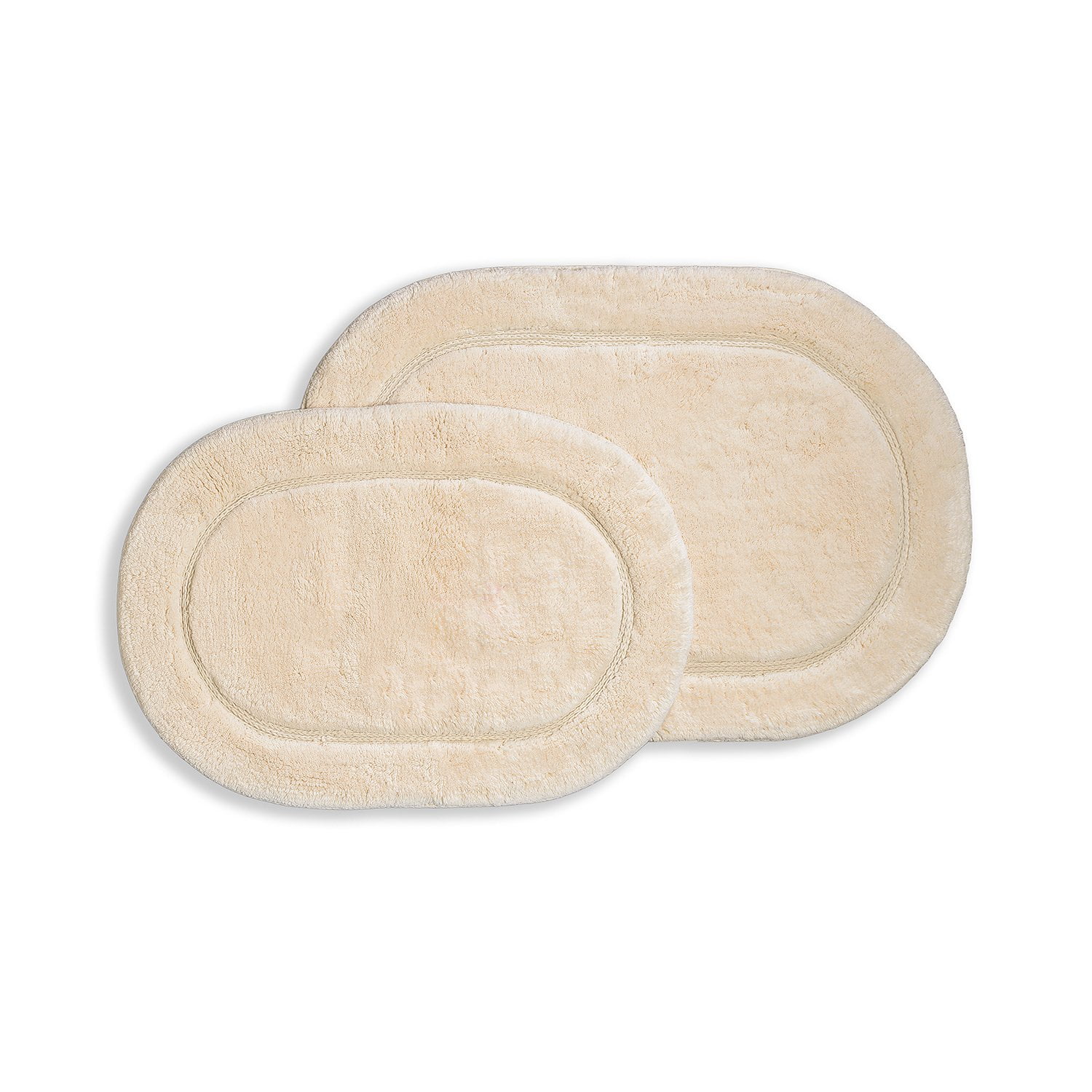 Oval 100% Combed Cotton Non-Skid 2-Piece Bath Rug Set Ivory - Walmart.com