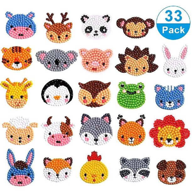 Diamond Painting for Kids,33 Pieces Animal Pattern DIY Diamond Stickers ...