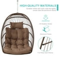 SWITTE Large Hanging Rattan Patio Egg Chair with Stand & Brown Cushion ...