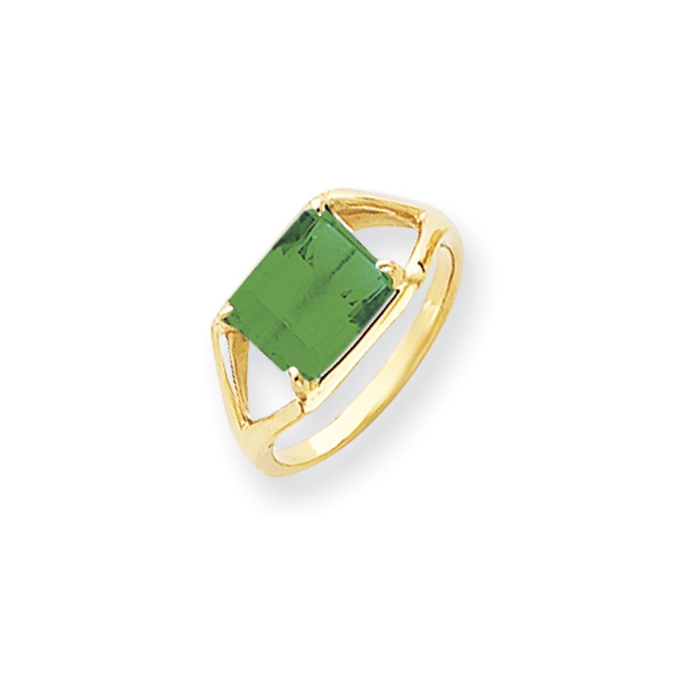 14K Yellow Gold Ring Band Gemstone Mount St. Helens (Helenite) Octagon ...