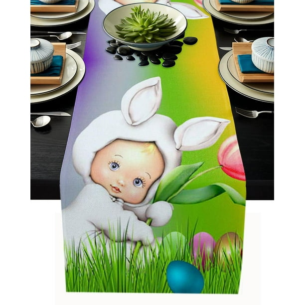 Boho Flower Black And White Table Runner Coffee Table Tv Counter Table ...