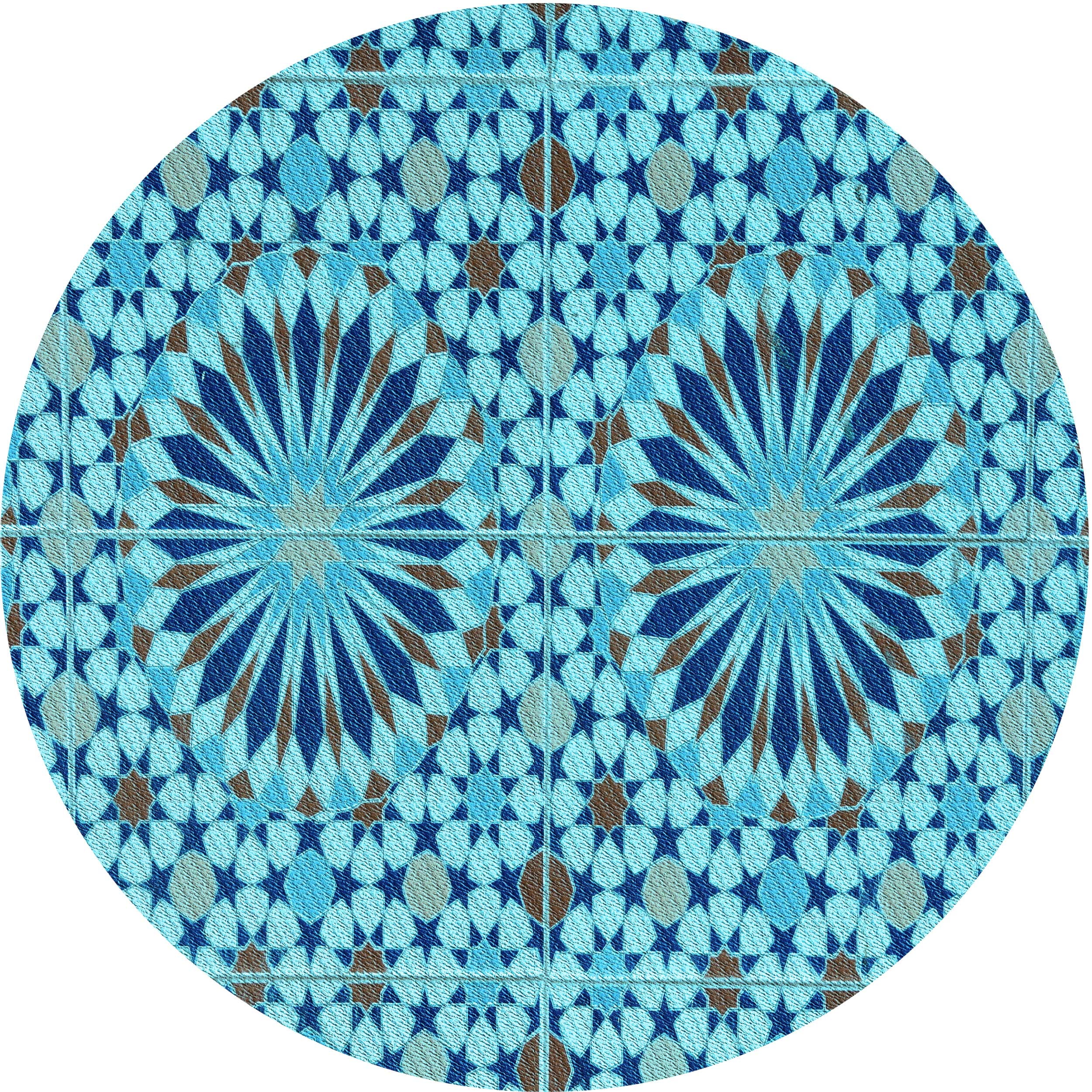 Ahgly Company Indoor Round Patterned Blue Eyes Blue Area Rugs, 7' Round ...