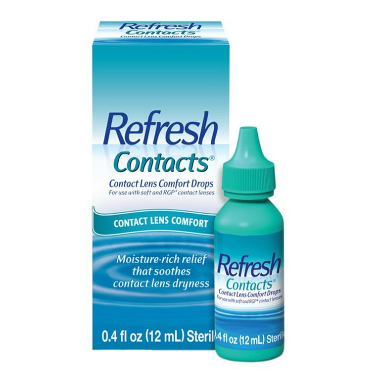 Refresh Contacts Lens Comfort Drops, Hydrating Rewetting Solution, 0.4 ...