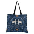 Canvas Tote Bag for Women Girls Design Print Twilight Deer & Floral ...