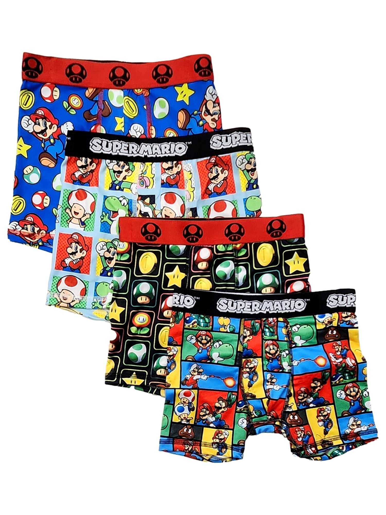 Super Mario Bros Boys All Over Print Boxer Briefs Underwear, 4-Pack ...