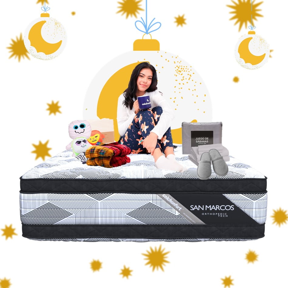 Colchón Queen Size San Marcos Ortopedico 34 cm+ Juego de sabanas ...
