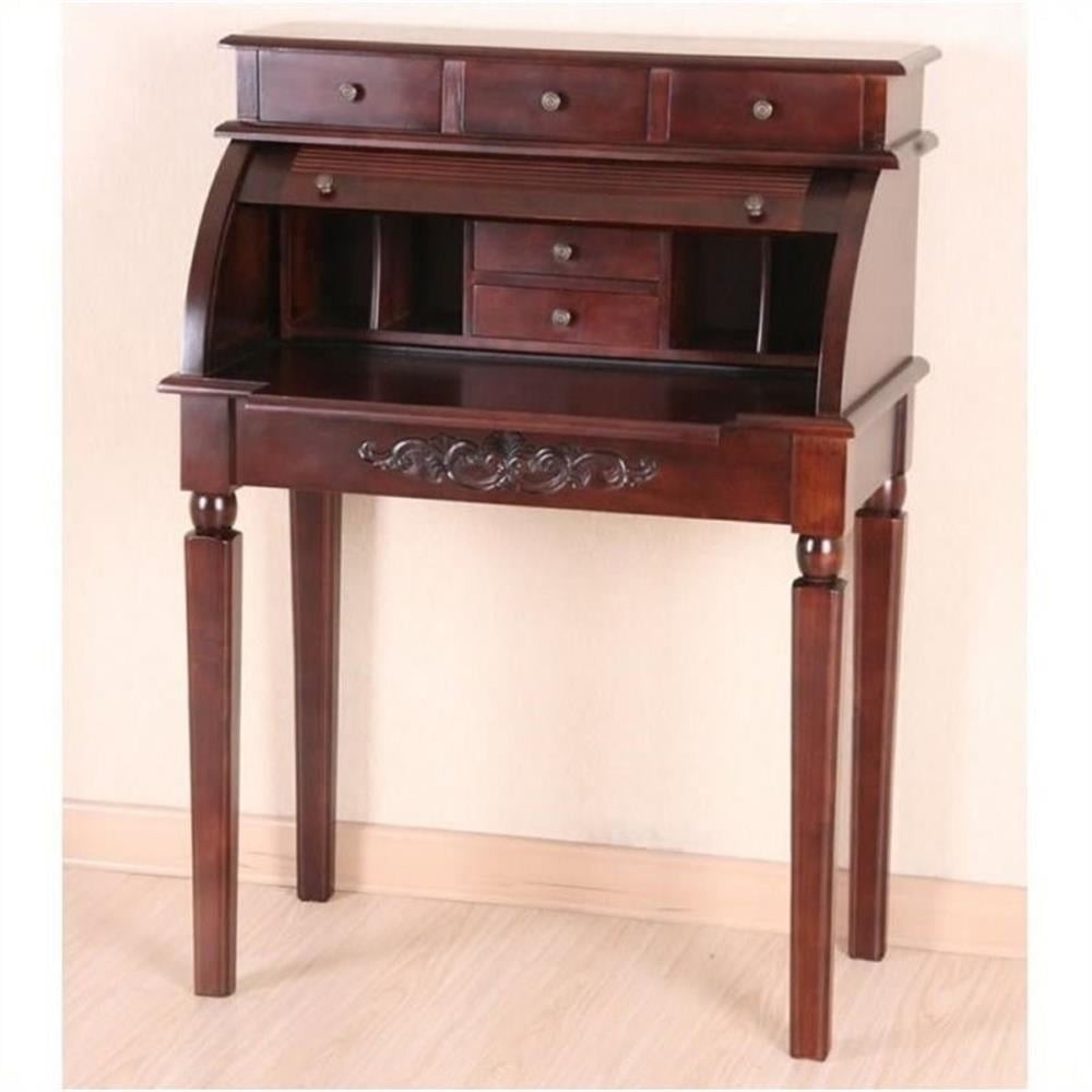 Click here for Bowery Hill Roll Top Secretary Desk In Dual Walnut... prices