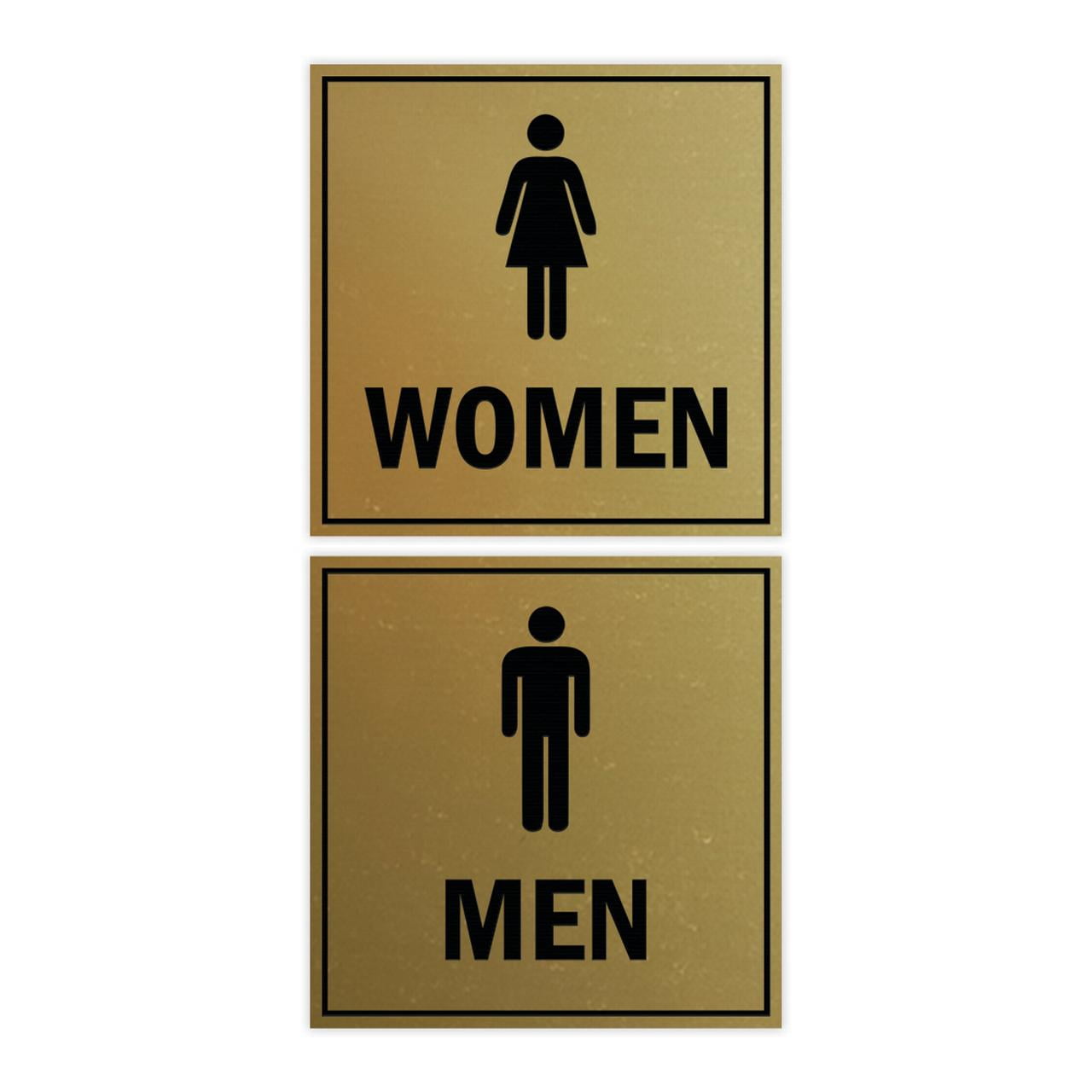 Square men women sign set with Adhesive Tape (Brushed Gold) - Small ...