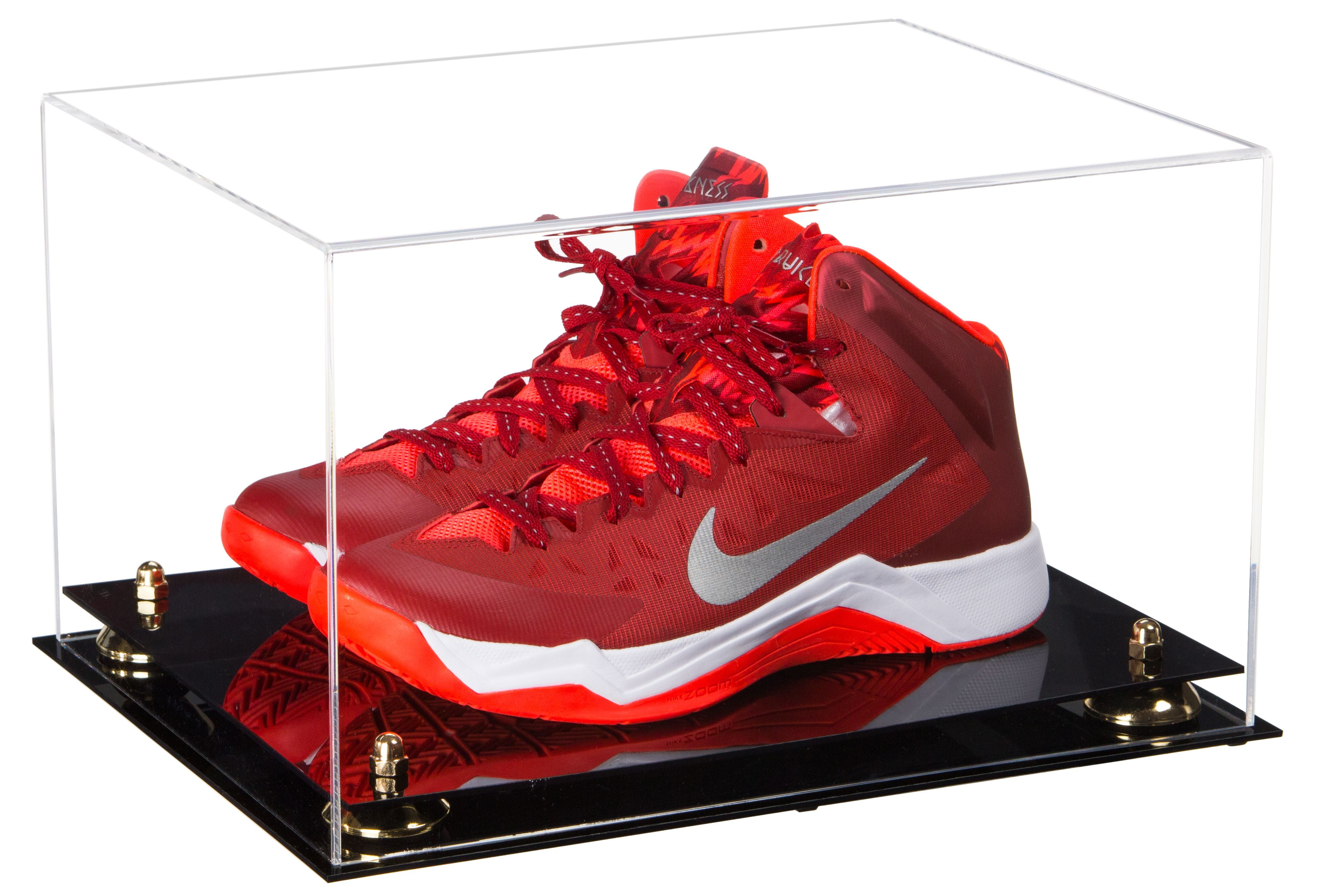Deluxe Clear Acrylic Basketball Shoe Pair Display Case with Gold Risers ...