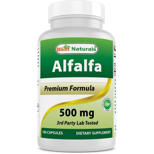 Best Naturals Alfalfa Green Super Food 500 mg 180 Capsules - Walmart.com
