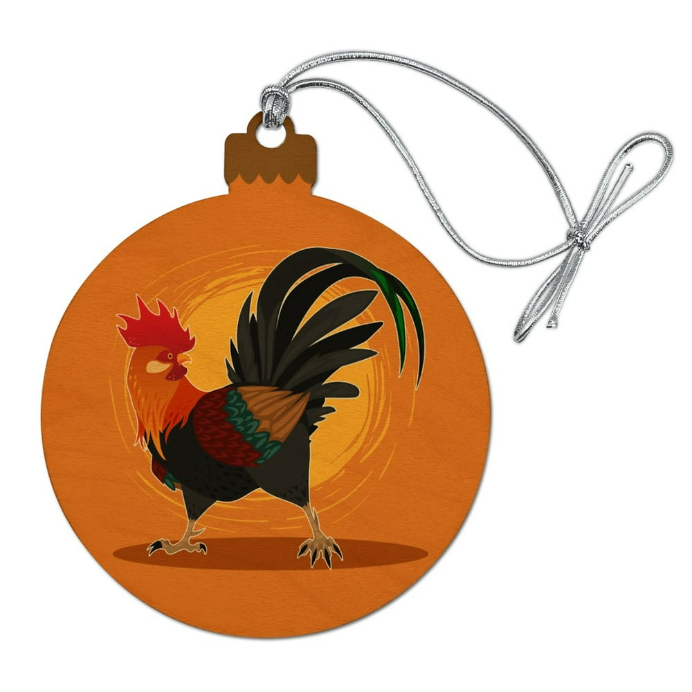 Rooster of Awesomeness Chicken Wood Christmas Tree Holiday Ornament ...