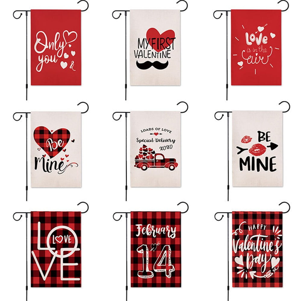 Valentine's Day Flag, 12.5 X 18 Inch Valentine's Heart Garden Flag ...