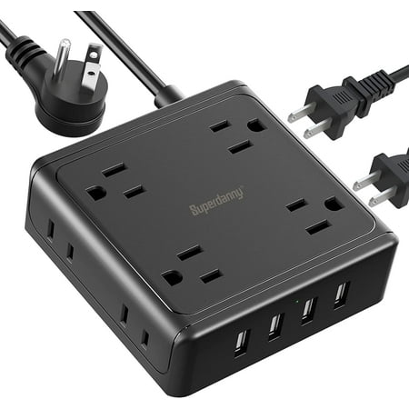 Power Bar with USB Ports, , 8 Widely Spaced AC Outlets & 4 USB ...