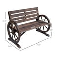 41" Wooden Wagon Wheel Bench, Rustic Outdoor Patio Furniture for 2 ...