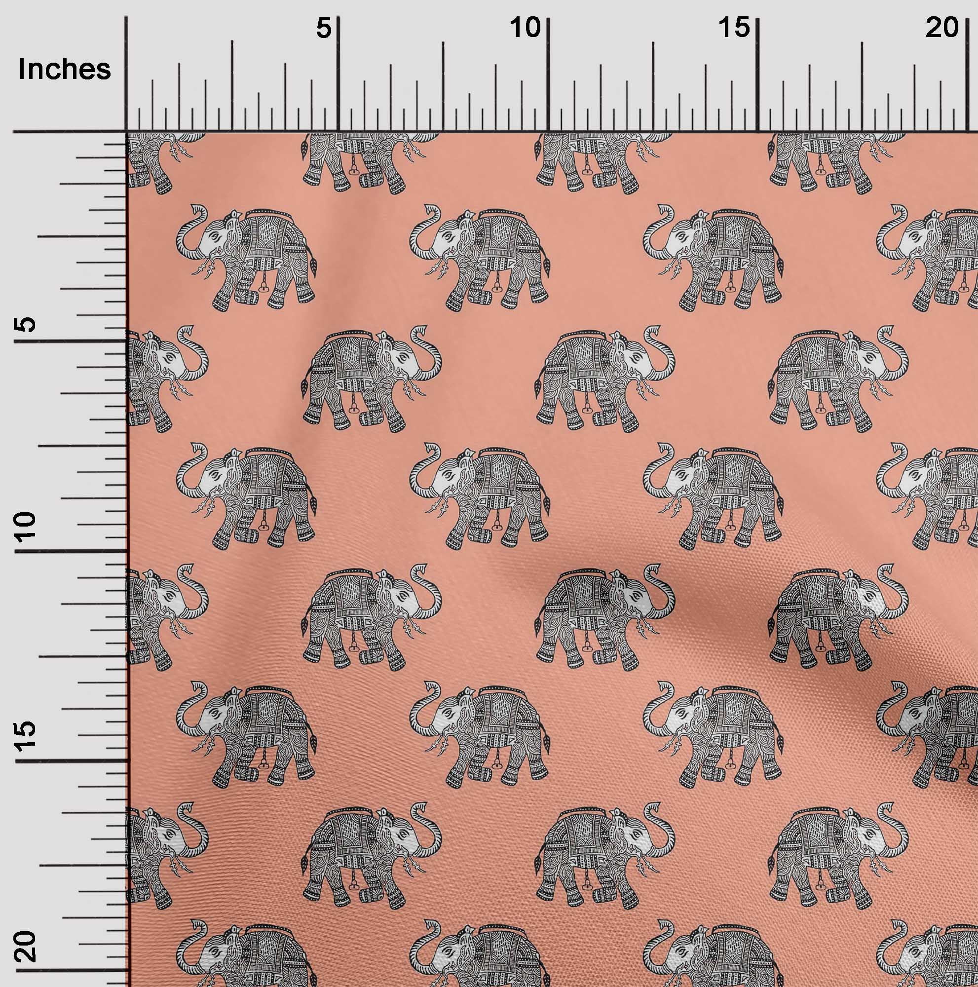 oneOone Viscose Chiffon Fabric Elephant Block Print Fabric By The Yard ...
