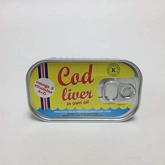 Icelandic Natural Cod Liver in Own Oil, 6.7oz Cans (Pack of 6), Wild ...
