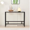 MAJARO Small Modern Console Table for Entryway, Tempered Glass with ...