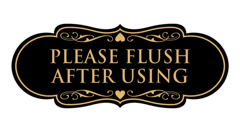 Designer Please Flush After Using Sign (Black Gold) - Large - Walmart.com