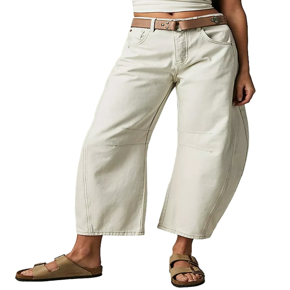 Click here for Qjuhung Women Loose Jeans Solid Color Mid-Rise Bar... prices