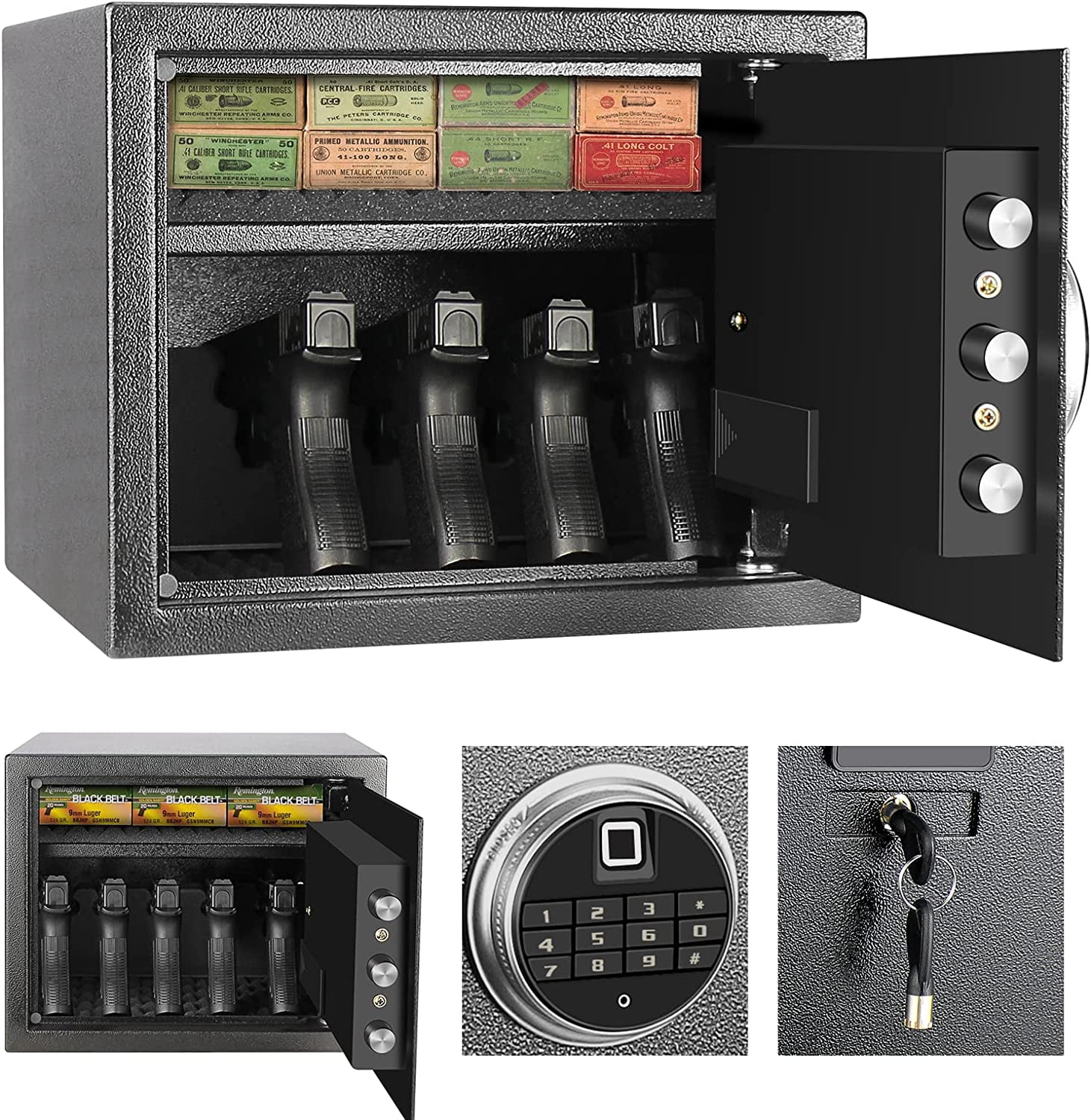 Security Biometric Fingerprint Safe, Steel Lock Box Safe for Home ...